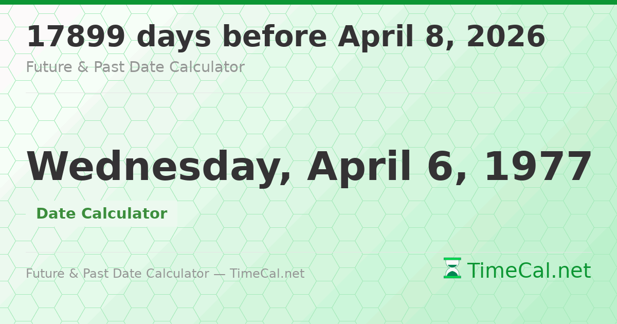 17899 Days Before April 8, 2026 - Date And Time Calculator