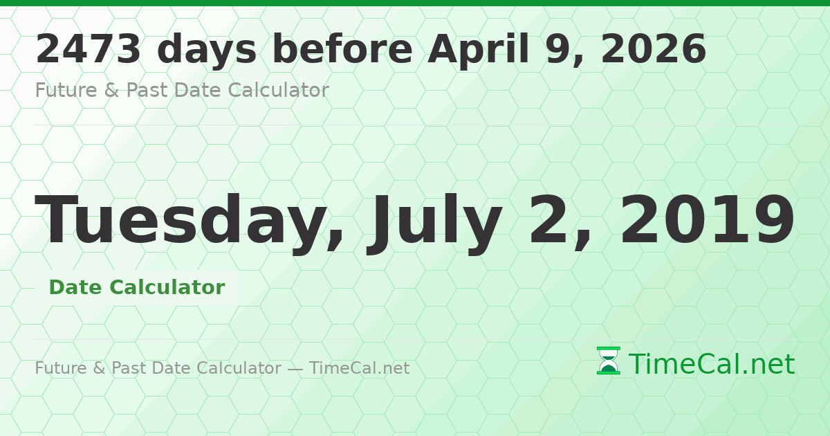 2473 Days Before April 9, 2026 - Date And Time Calculator